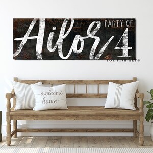 Family Party of Sign Rustic Farmhouse Decor Personalized Number Large ...