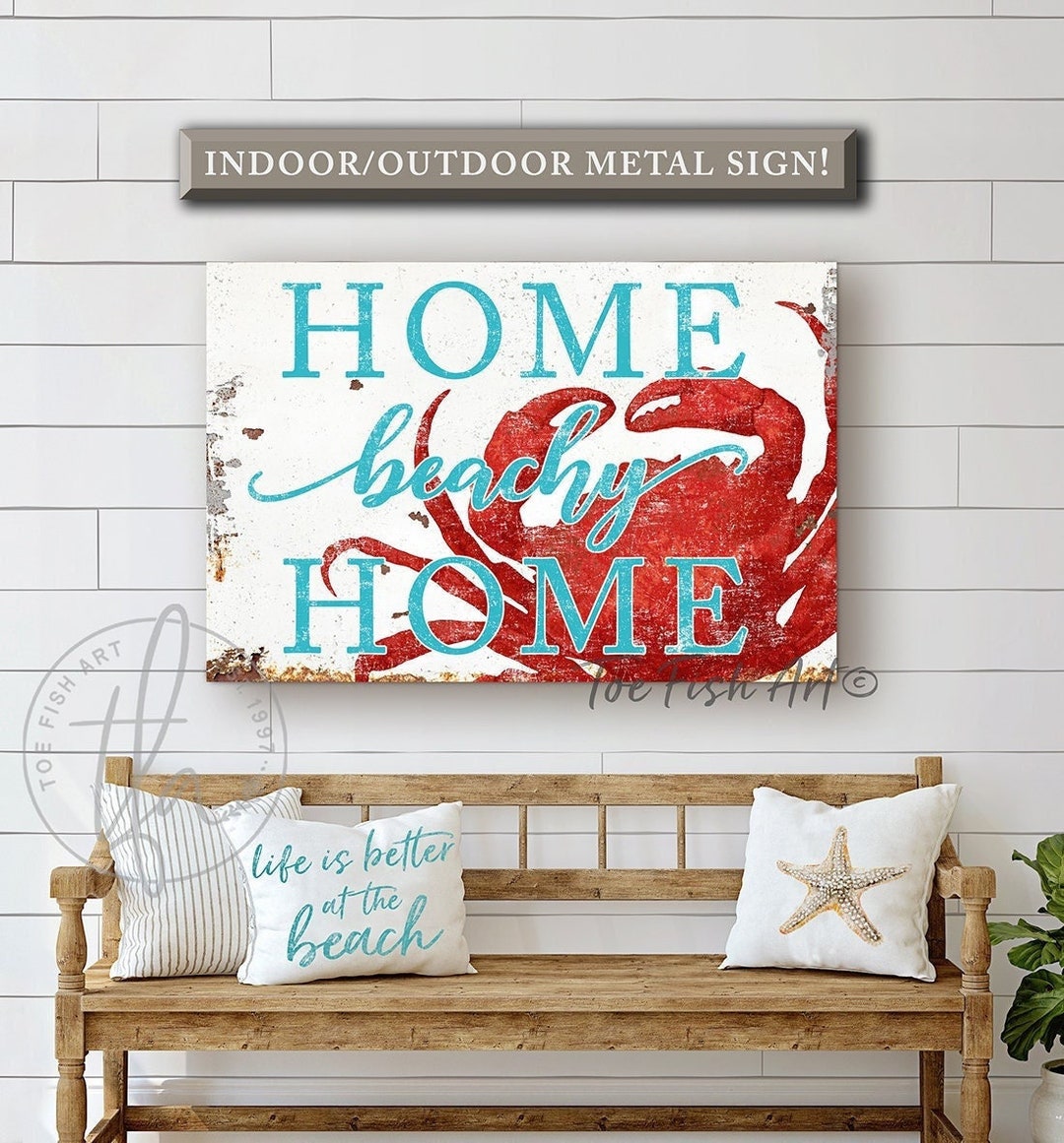 METAL SIGN! Home Beachy Home Modern Farmhouse Wall Decor Beachside ...