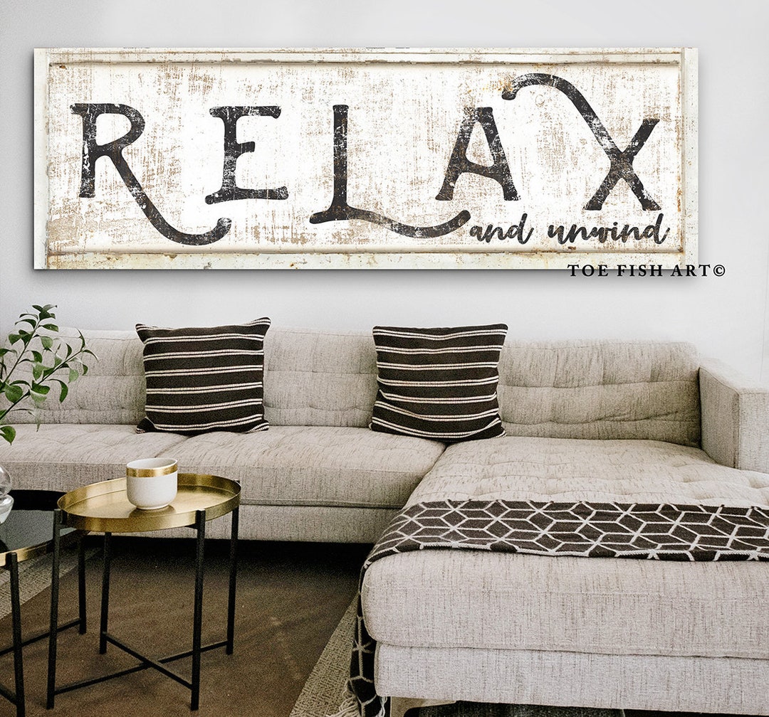RELAX and Unwind Modern Farmhouse Wall Decor Bedroom Living Room ...