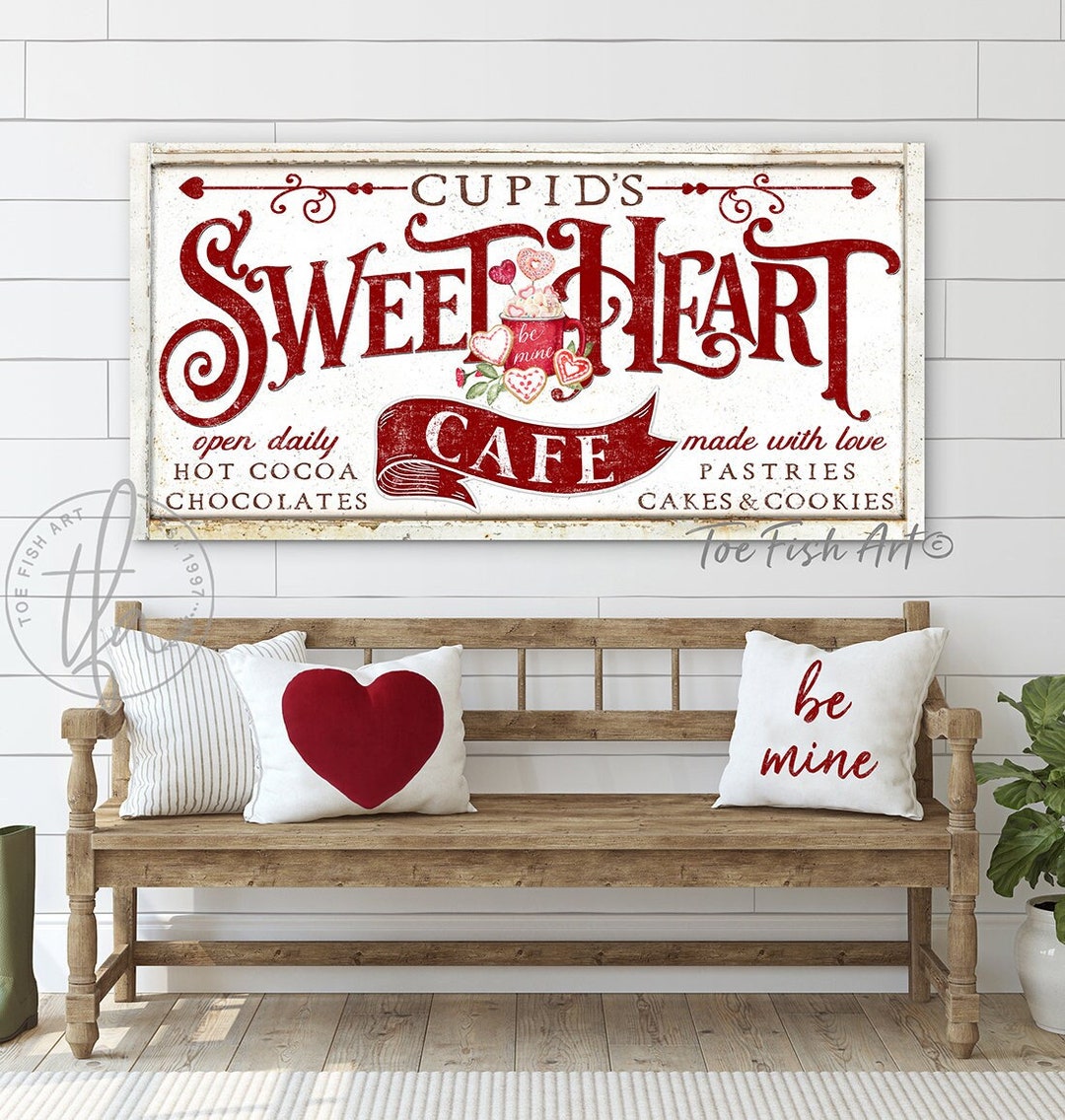 Cupid's Sweetheart Cafe Cocoa Bar Valentines Day Sign Modern Farmhouse ...