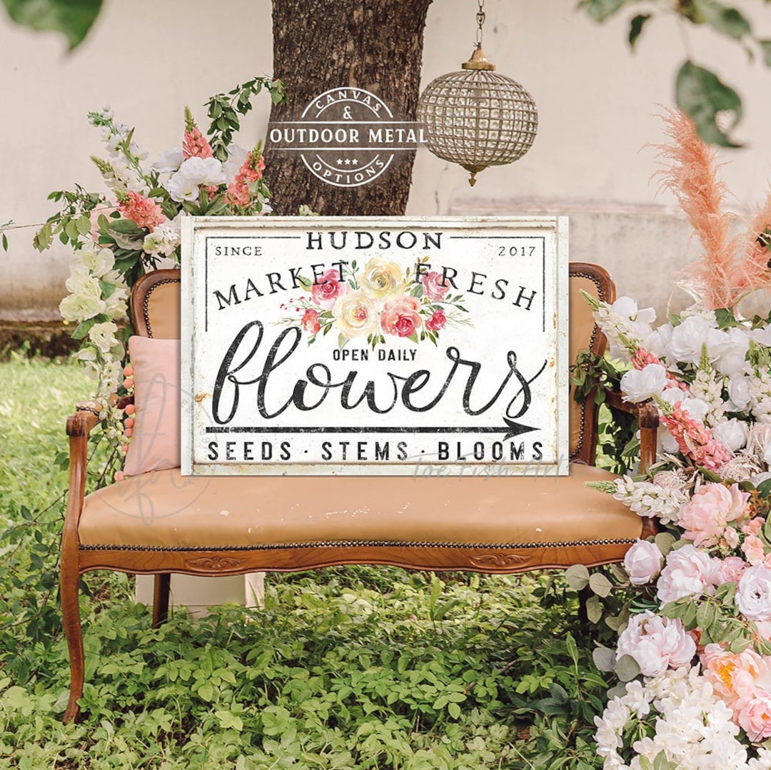 Personalized Flowers Rustic Chic Fresh Flower Market Sign Custom Family ...