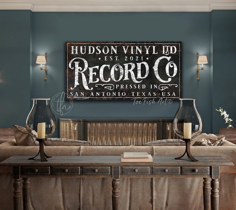 Record Label Company Sign Personalized Family Name Vinyl Turntable ...