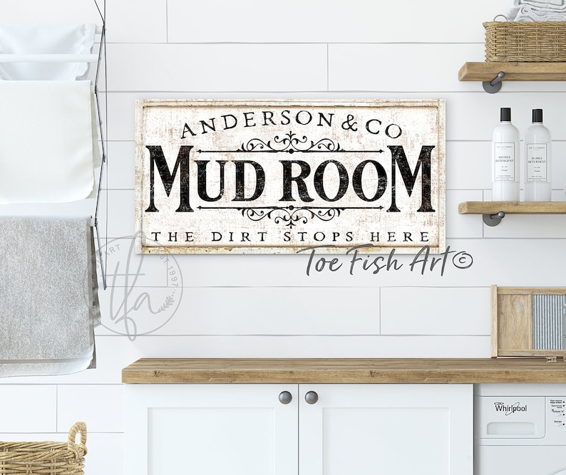 Mud Room Sign Personalized Signs Modern Farmhouse Wall Decor Laundry ...