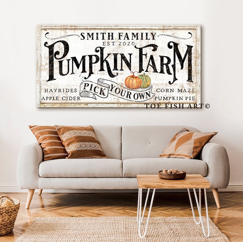 Pumpkin Farm Sign Rustic Fall Decor Family Name Date Modern - Etsy