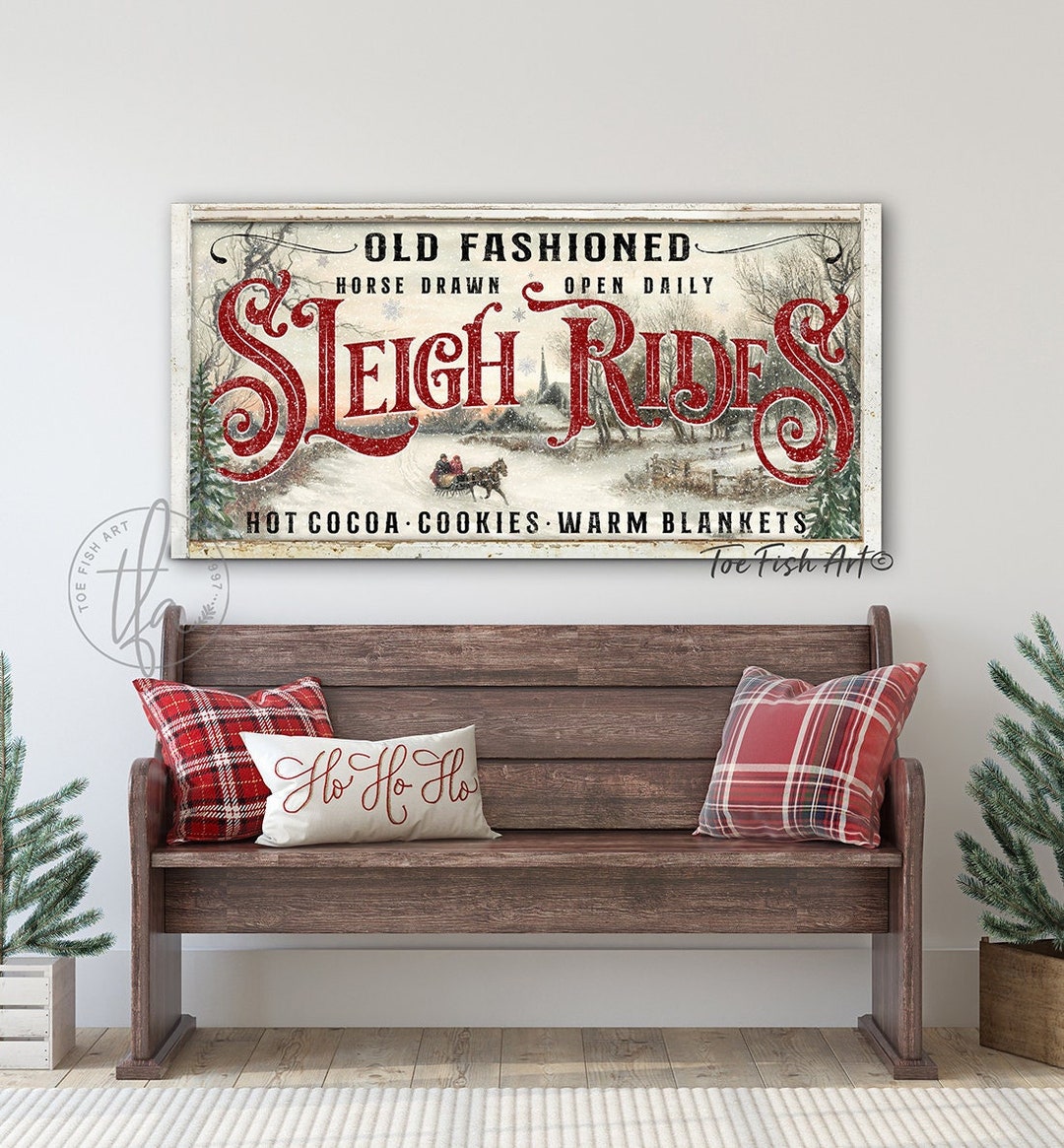 Sleigh Rides Sign Rustic Christmas Art Modern Farmhouse Wall Decor ...