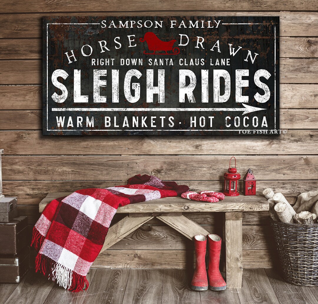Sleigh Rides Sign Customized Holiday Fun Farmhouse Christmas Decor ...