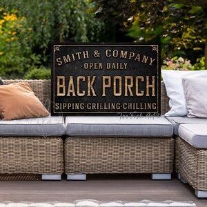 METAL SIGN! Personalized Back Porch Sign Backyard Bar and Grill Pool ...
