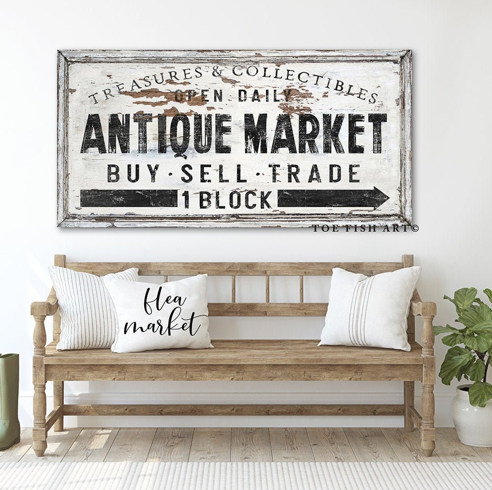 Modern Farmhouse Decor Antique Market Sign Rustic Wall Art | Etsy