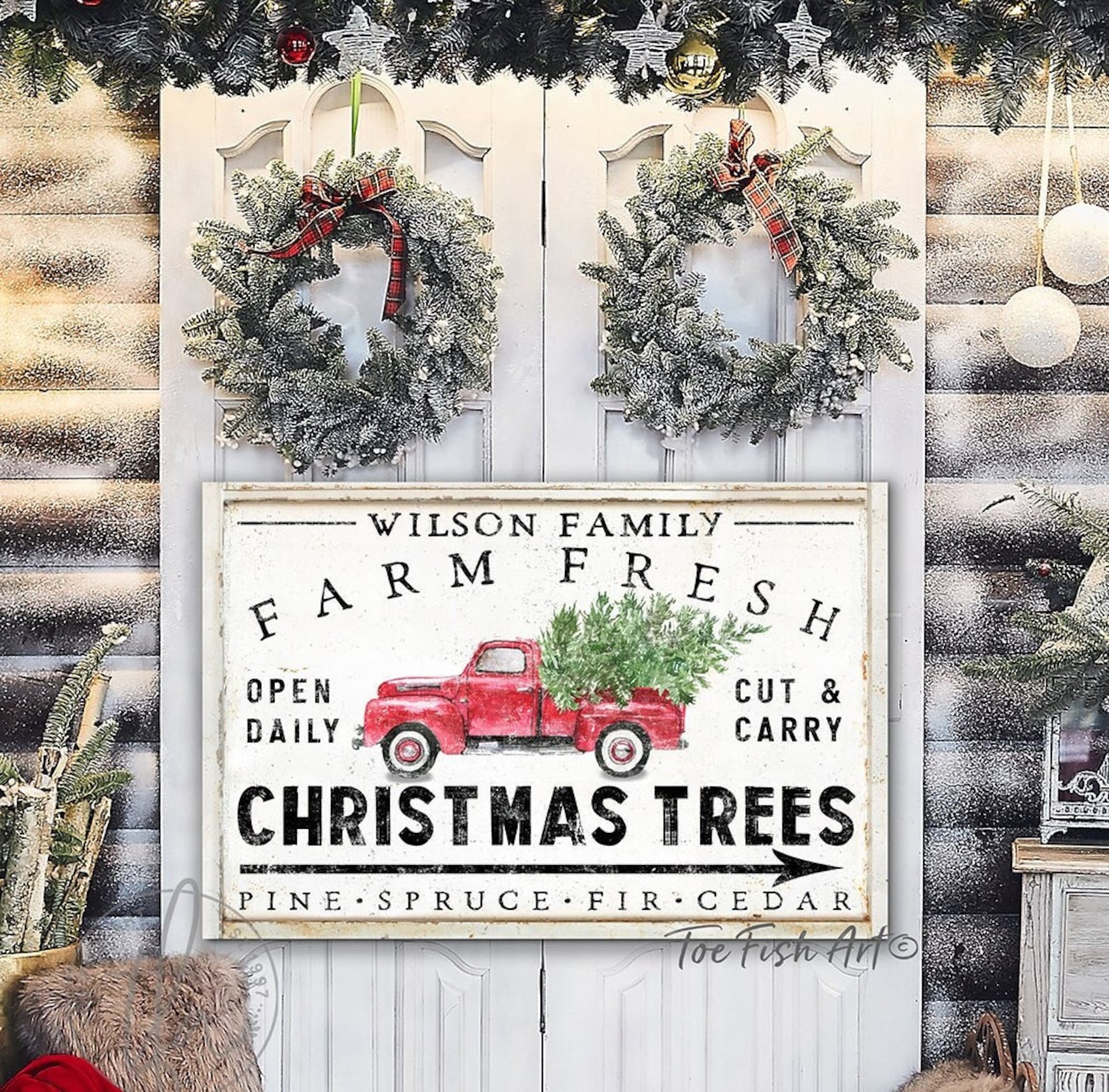 Christmas Tree Farm Sign Personalized Farmhouse Wall Decor - Etsy