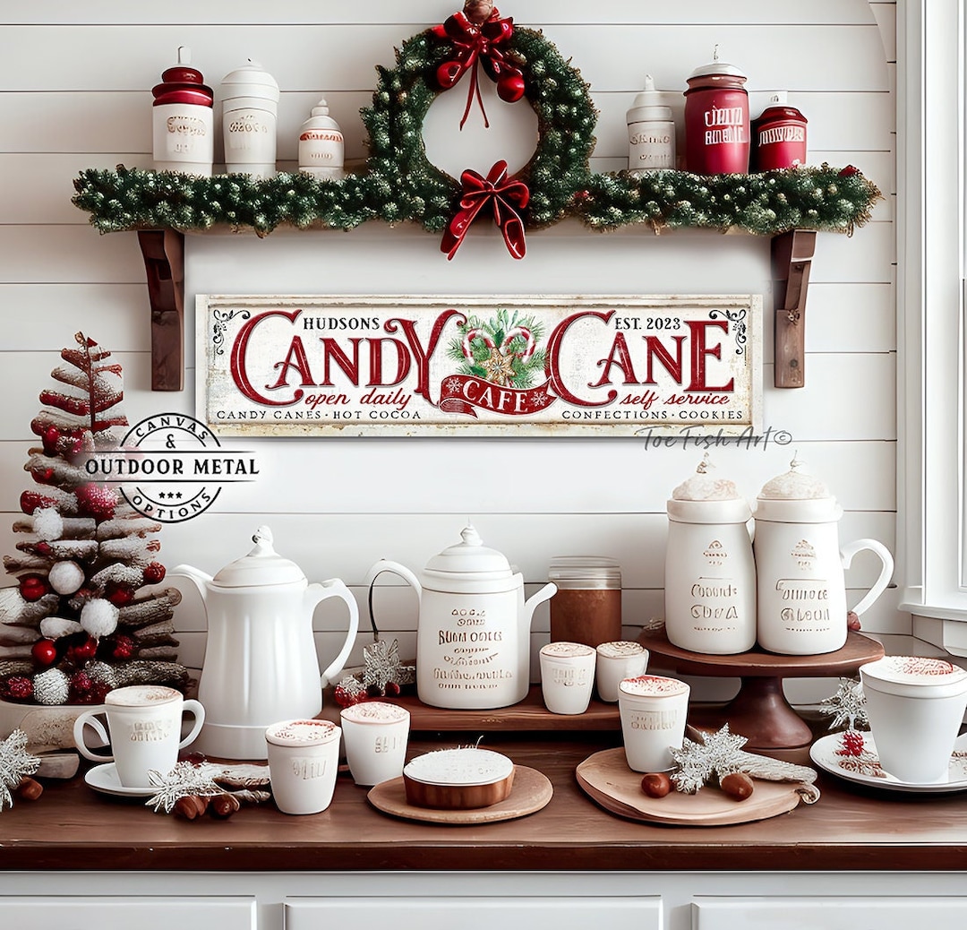 Candy Cane Sign – Family Name Christmas Decor, Personalized Rustic ...