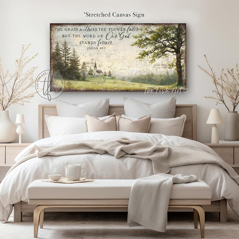 Vintage Scripture Sign Modern Farmhouse Wall Decor Rustic Spring Large ...