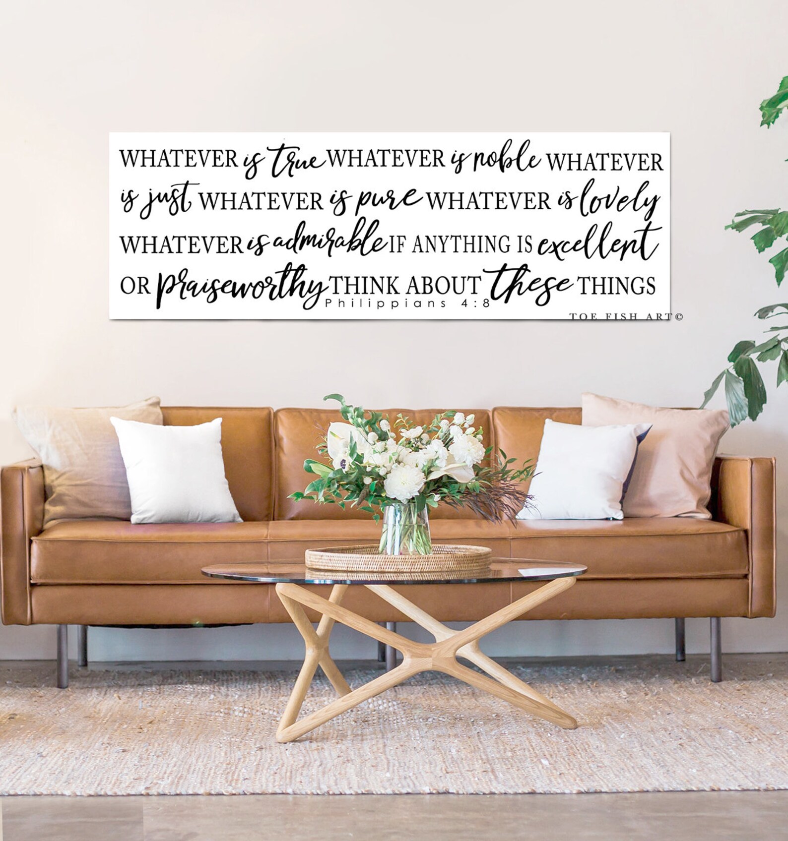 Whatever is True Sign Canvas Wall Art Philippians 4:8 - Etsy