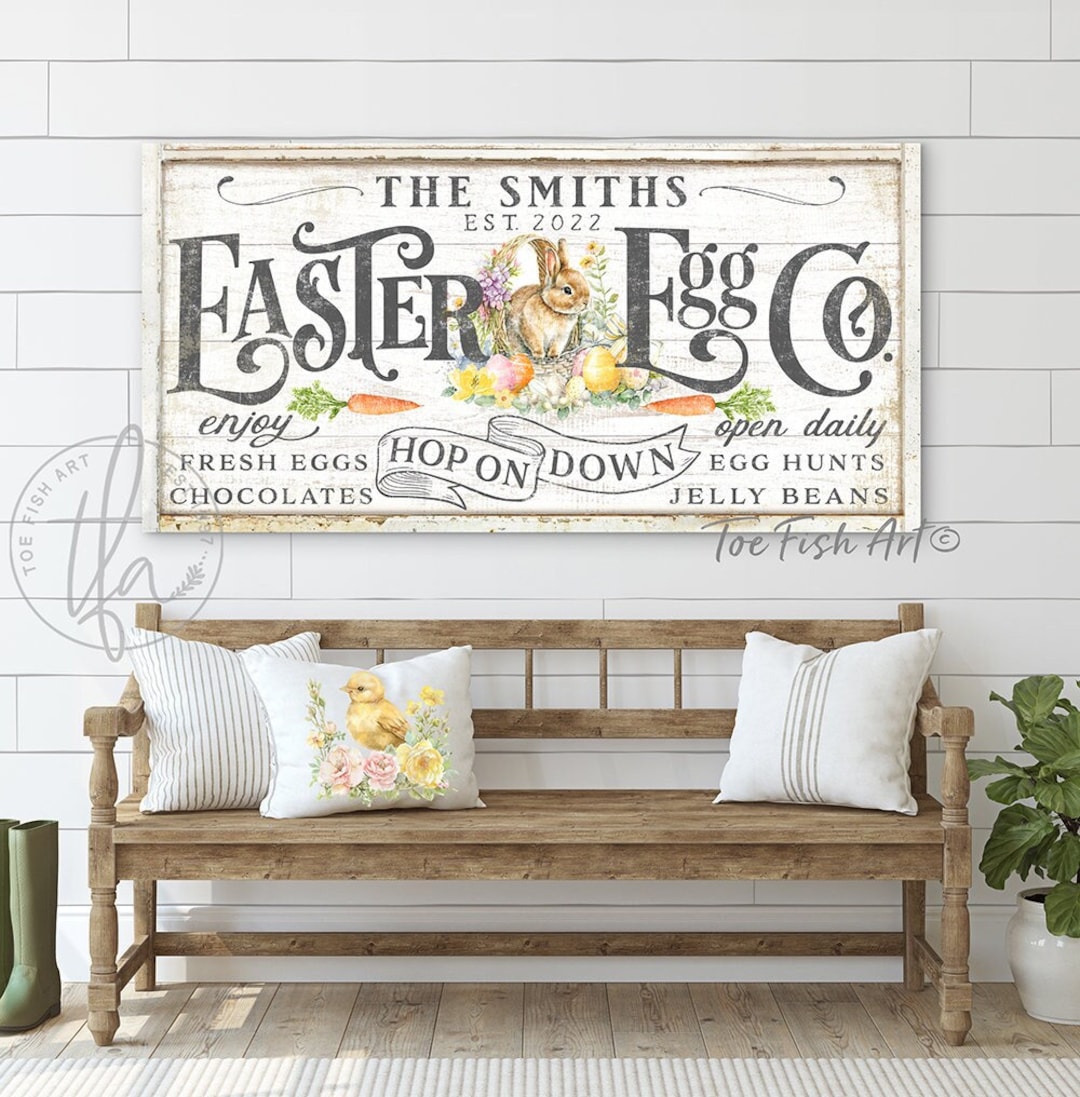 Easter Bunny Sign Decor Rustic Cottontail Decoration Holiday Family ...