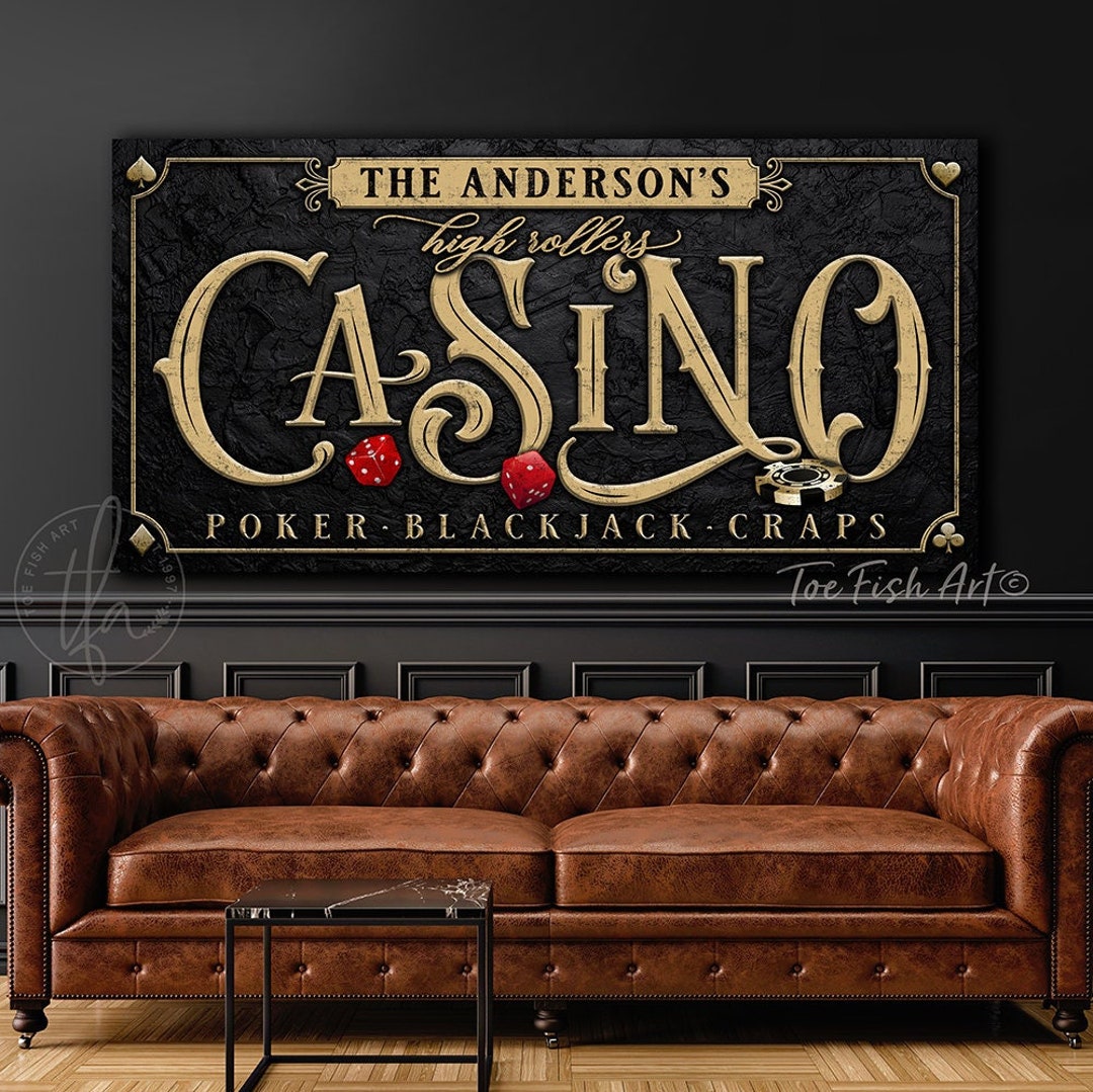Casino High Rollers Personalized Sign Poker Room Customized Art Modern ...