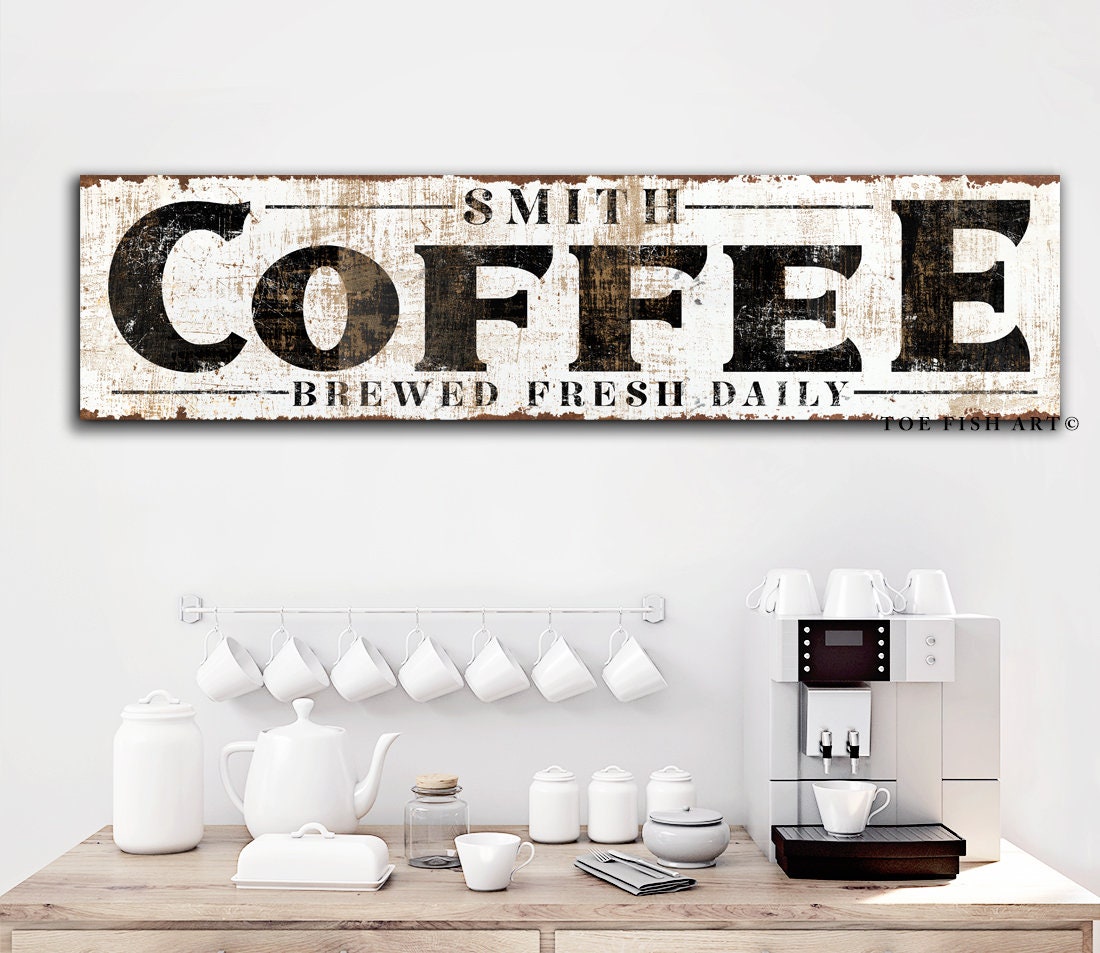 Custom COFFEE BAR SIGN Modern Farmhouse Decor Personalized Family Name ...