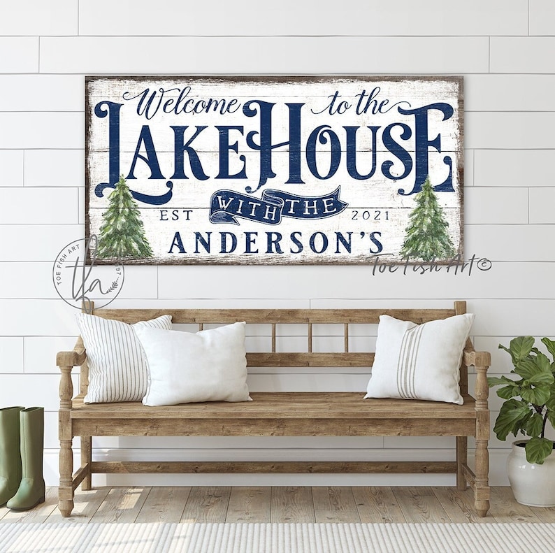 Home & Living Customizable Lake Scene Welcome To Piece Wall Hangings ...
