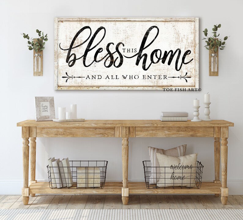 Bless This Home Sign Modern Farmhouse Wall Decor Canvas Print - Etsy