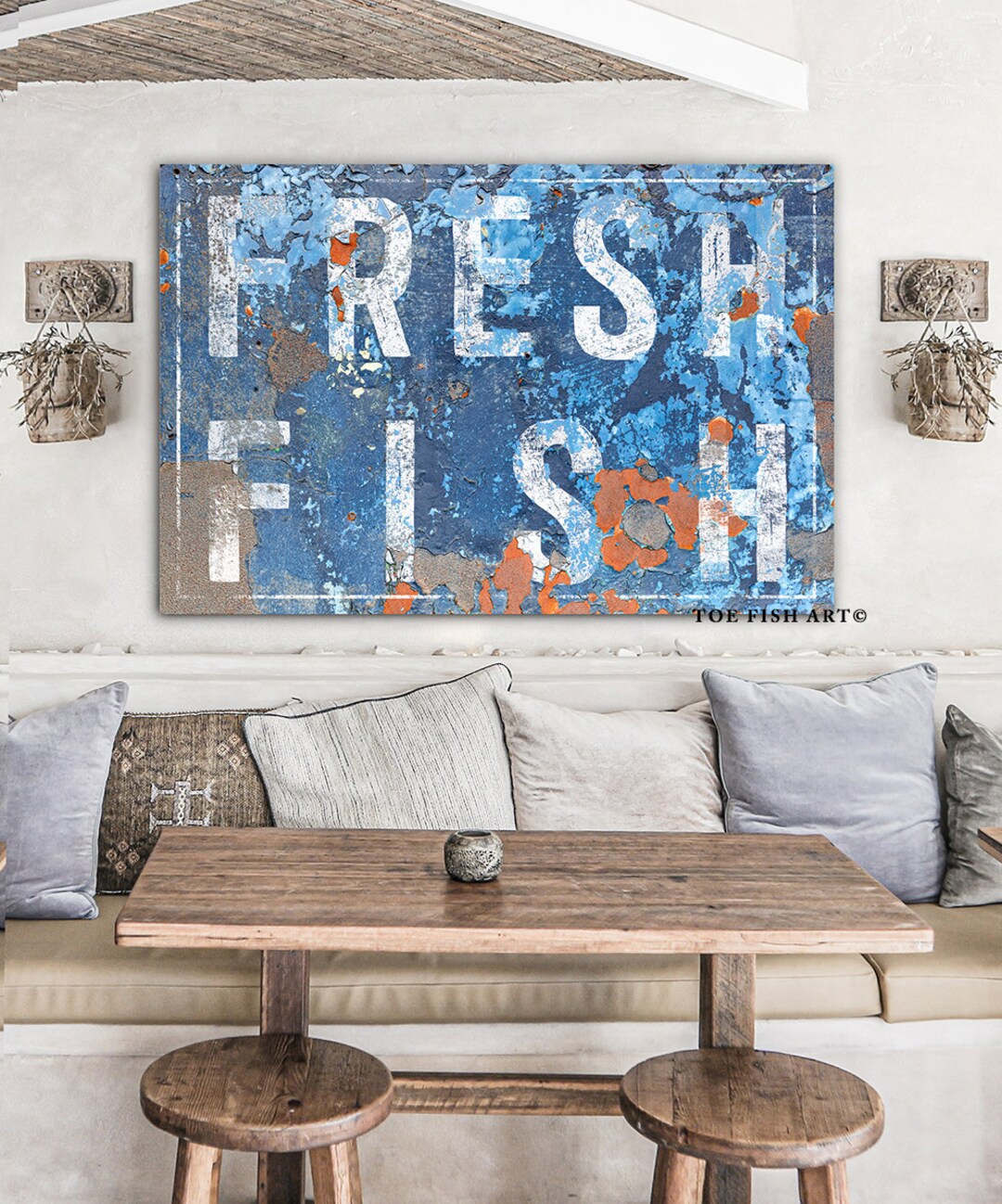Coastal Decor Beach House Sign Ocean Wall Decor Fresh Fish Market Sign ...