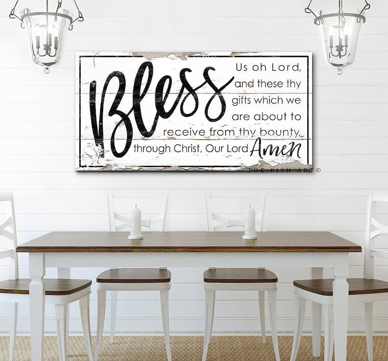 Bless Us Oh Lord Sign Grace Blessing Catholic Prayer Sign Rustic Modern ...