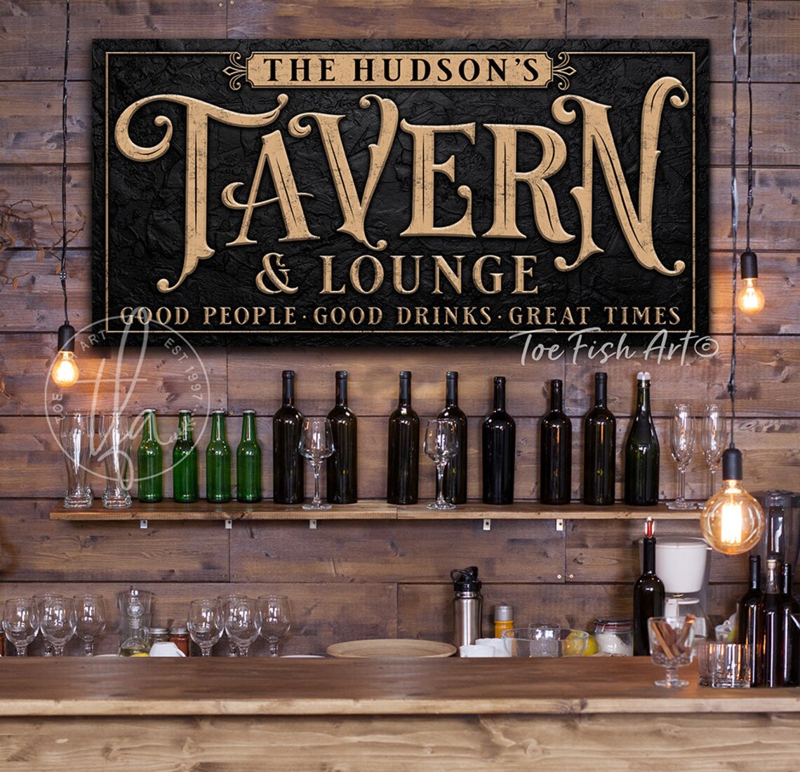 Custom Bar Sign Tavern & Lounge Personalized Family Last Name - Etsy