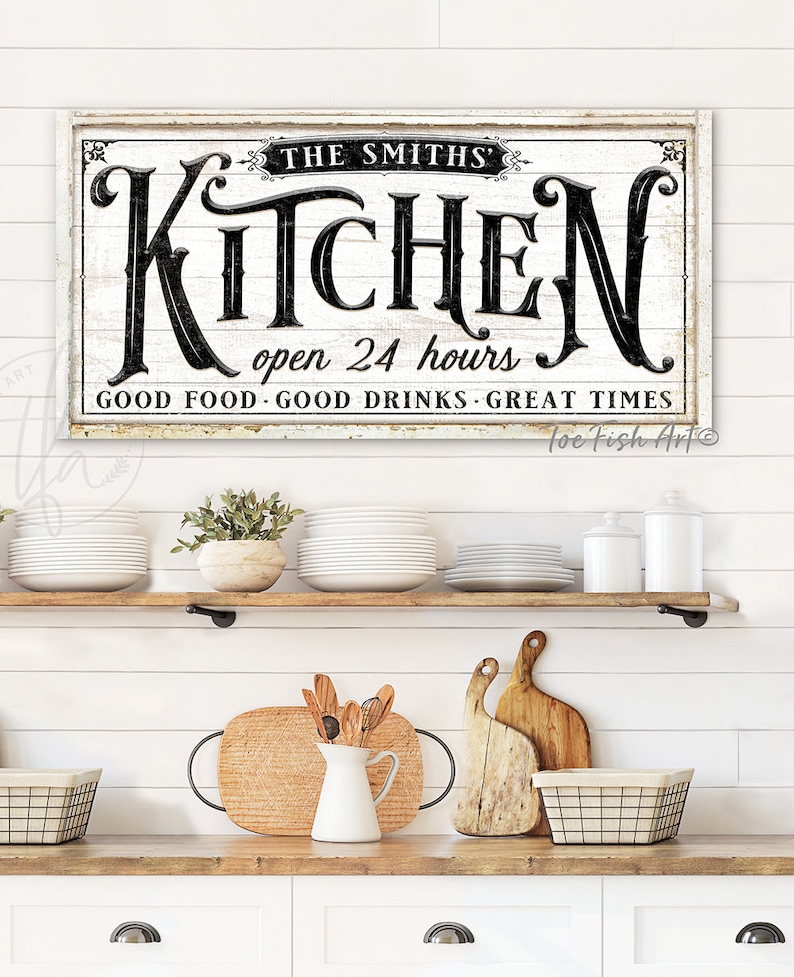 Custom Kitchen Sign Personalized Coffee Bar Signs Vintage Dining Room ...