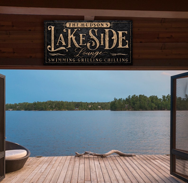 Lake House Sign Personalized Lakeside Lounge Signs Custom - Etsy