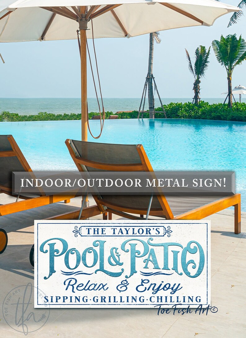 METAL SIGN Personalized Pool & Patio Sign Backyard Bar and - Etsy