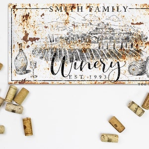Wine Vineyard Sign Custom Family Name Sign Modern Farmhouse Decor Large ...