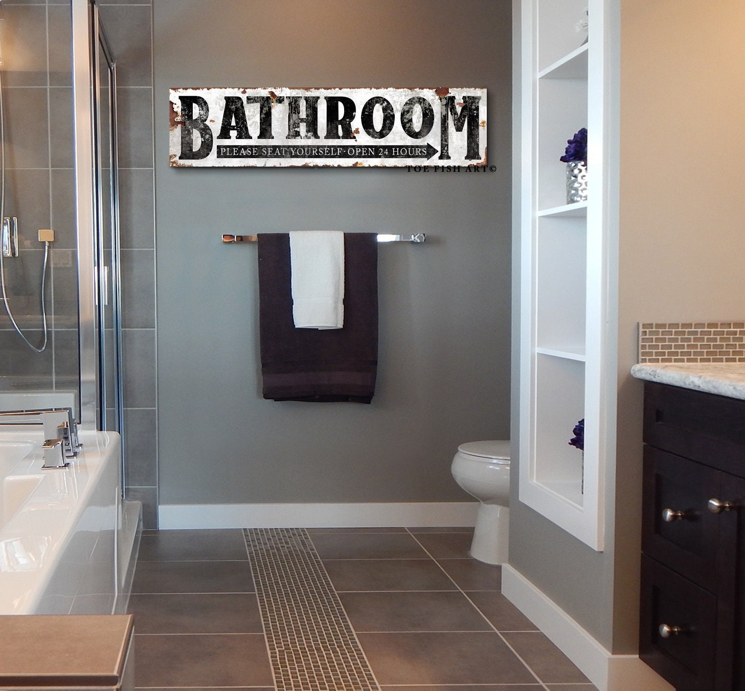 Bathroom Sign Modern Farmhouse Wall Decor Bathroom Decor - Etsy