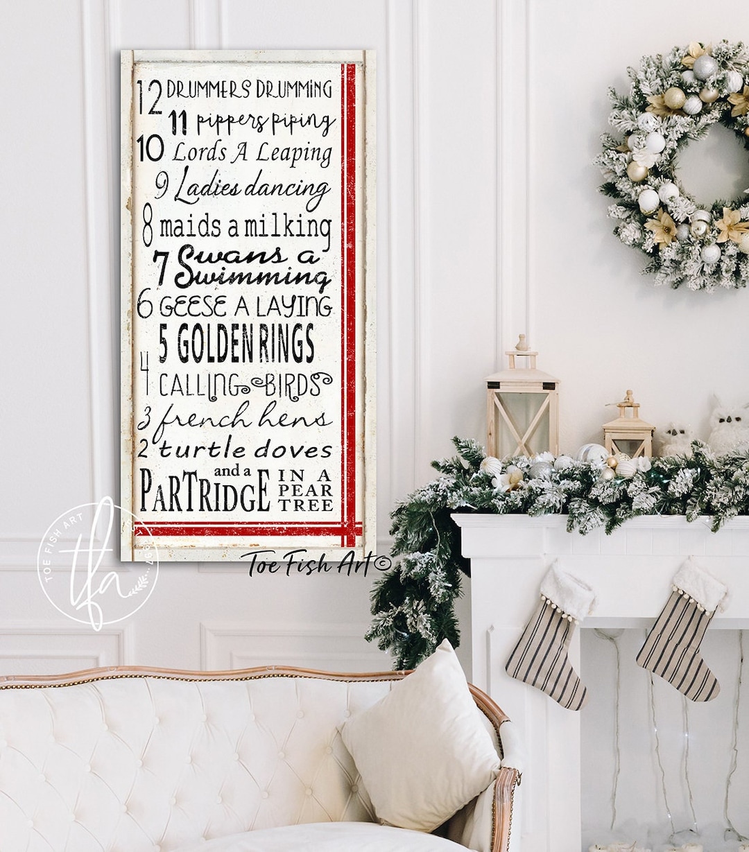 12 Days of Christmas Sign Modern Farmhouse Wall Decor CANVAS PRINT ...