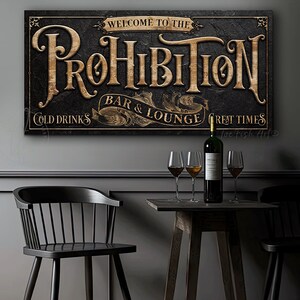 Prohibition Bar and Lounge Sign Speakeasy Personalized Name Art Rustic ...
