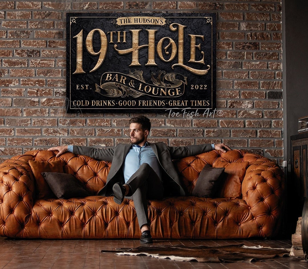 19th Hole Bar and Lounge Sign Personalized Golfing Signs Modern ...