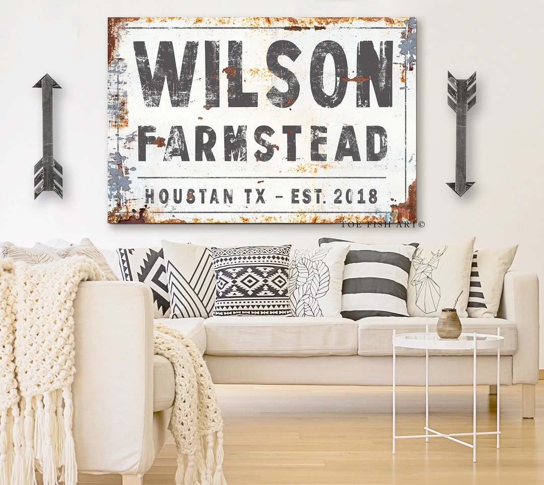 Last Name Established Sign Modern Farmhouse Rustic Wall Decor Last Name ...