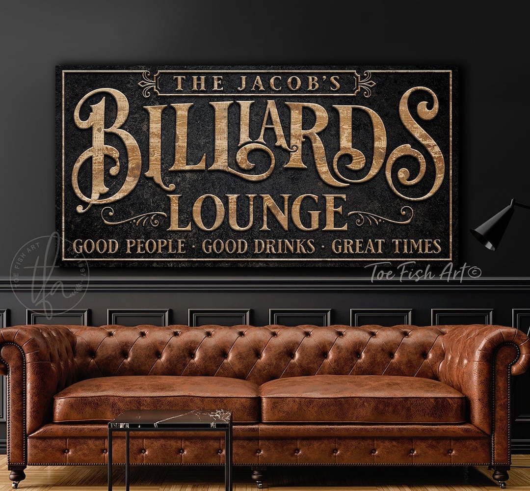Personalized Billiards Sign Modern Farmhouse Wall Decor Last Name Pool ...