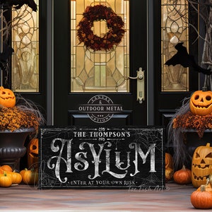 Personalized Halloween Sign Custom Creepy Asylum Rustic Fall Porch ...