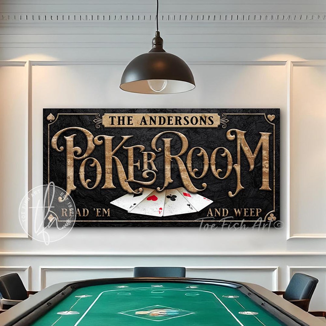 Poker Room Sign Lounge Bar Art Custom Personalized Family Name Modern ...
