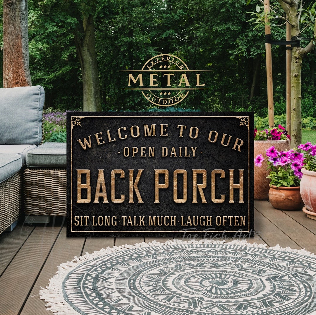 METAL SIGN! Personalized Back Porch Sign Backyard Bar and Grill Pool ...