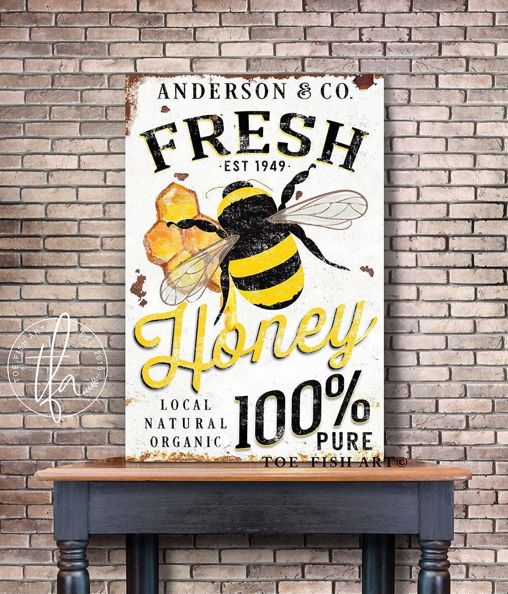 Farm Fresh Honey Sign Modern Farmhouse Decor Custom Family Name Sign ...