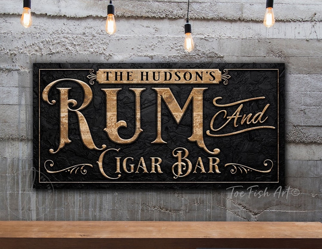 Rum and Cigar Bar Sign Man Cave Personalized Family Sign Custom Rustic ...