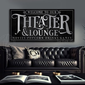 Personalized Theater & Lounge Large Rustic Wall Art Movie TV Room Sign ...