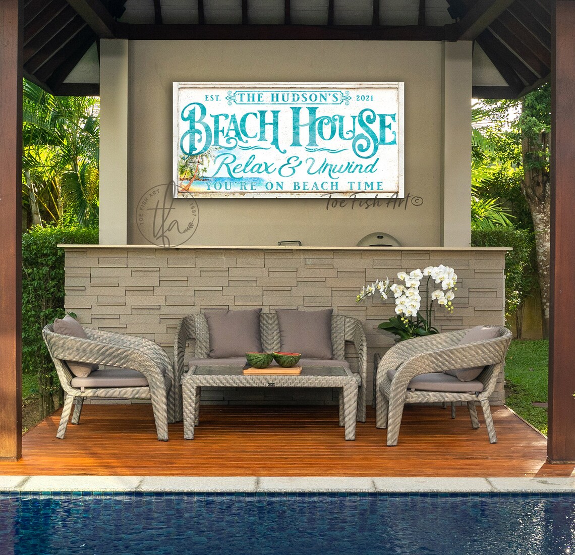 Custom Beach House Personalized Sign Modern Farmhouse Wall - Etsy