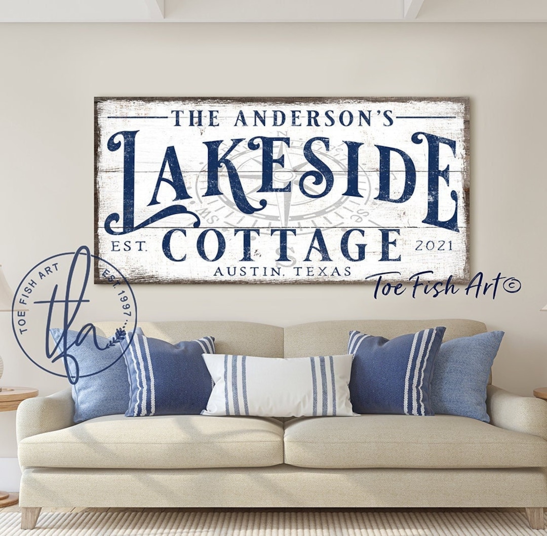 Personalized Custom Lake House Sign Modern Farmhouse Wall Decor Family ...