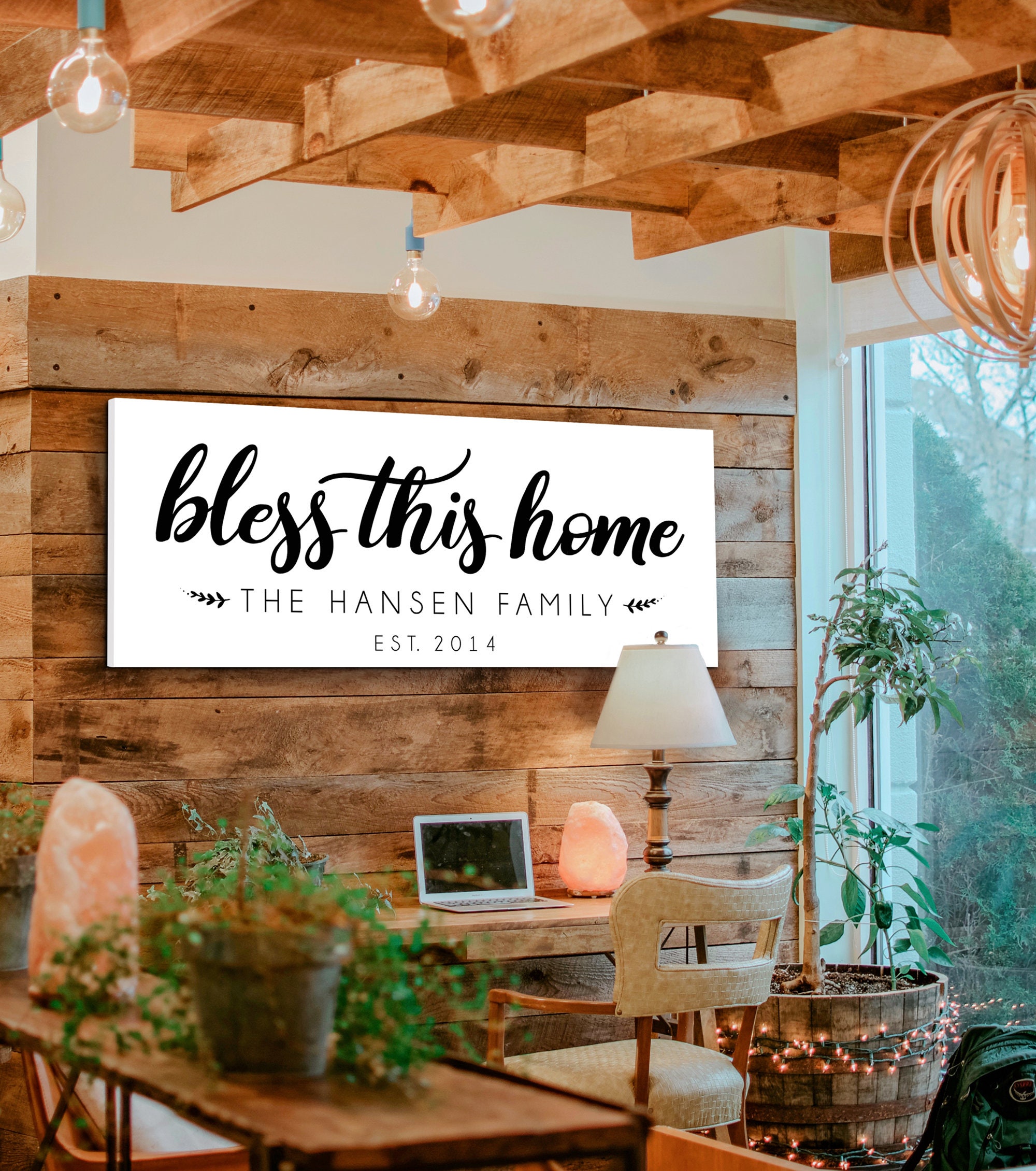 Bless This Home Sign Personalized Wall Art Living Room | Etsy