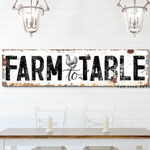 Farm to Table Modern Farmhouse Decor Distressed Farm Sign Large Rustic ...