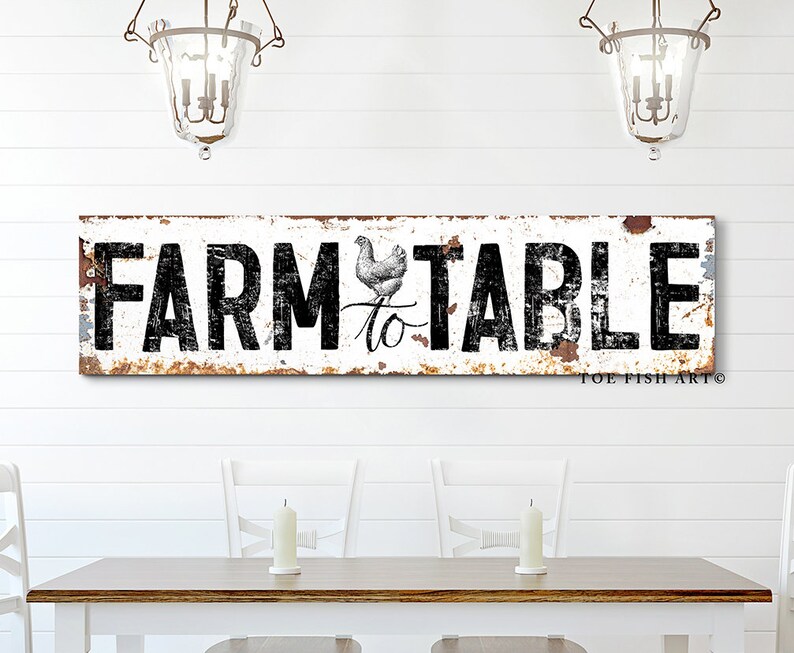 Farm to Table Modern Farmhouse Decor Distressed Farm Sign Large Rustic ...