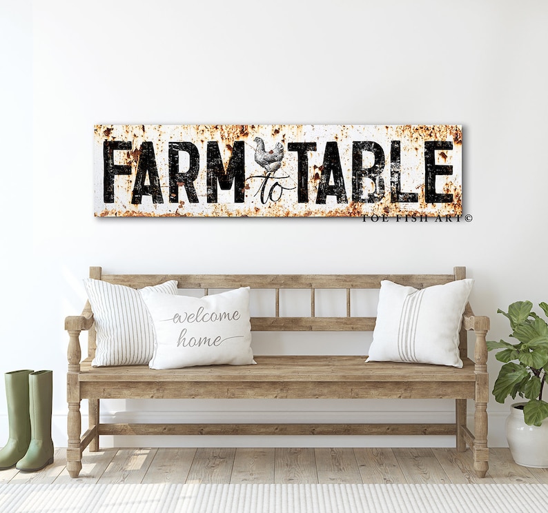 Farm to Table Modern Farmhouse Decor Distressed Farm Sign Large Rustic ...