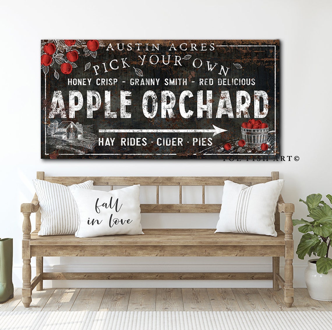 Custom Name Sign Apple Orchard Sign Rustic Fall Decor Established Sign ...