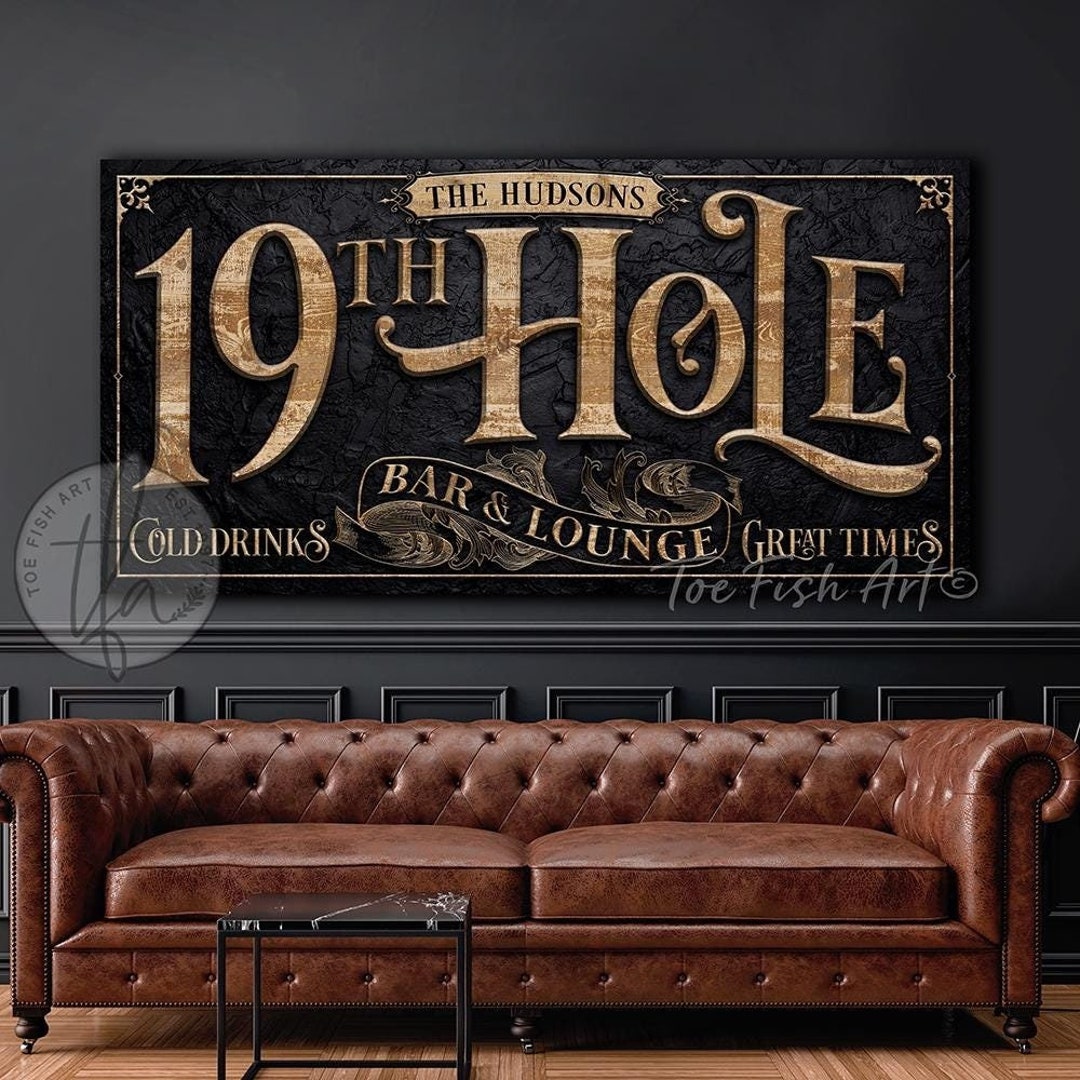 19th Hole Bar and Lounge Sign Personalized Golfing Signs Modern ...