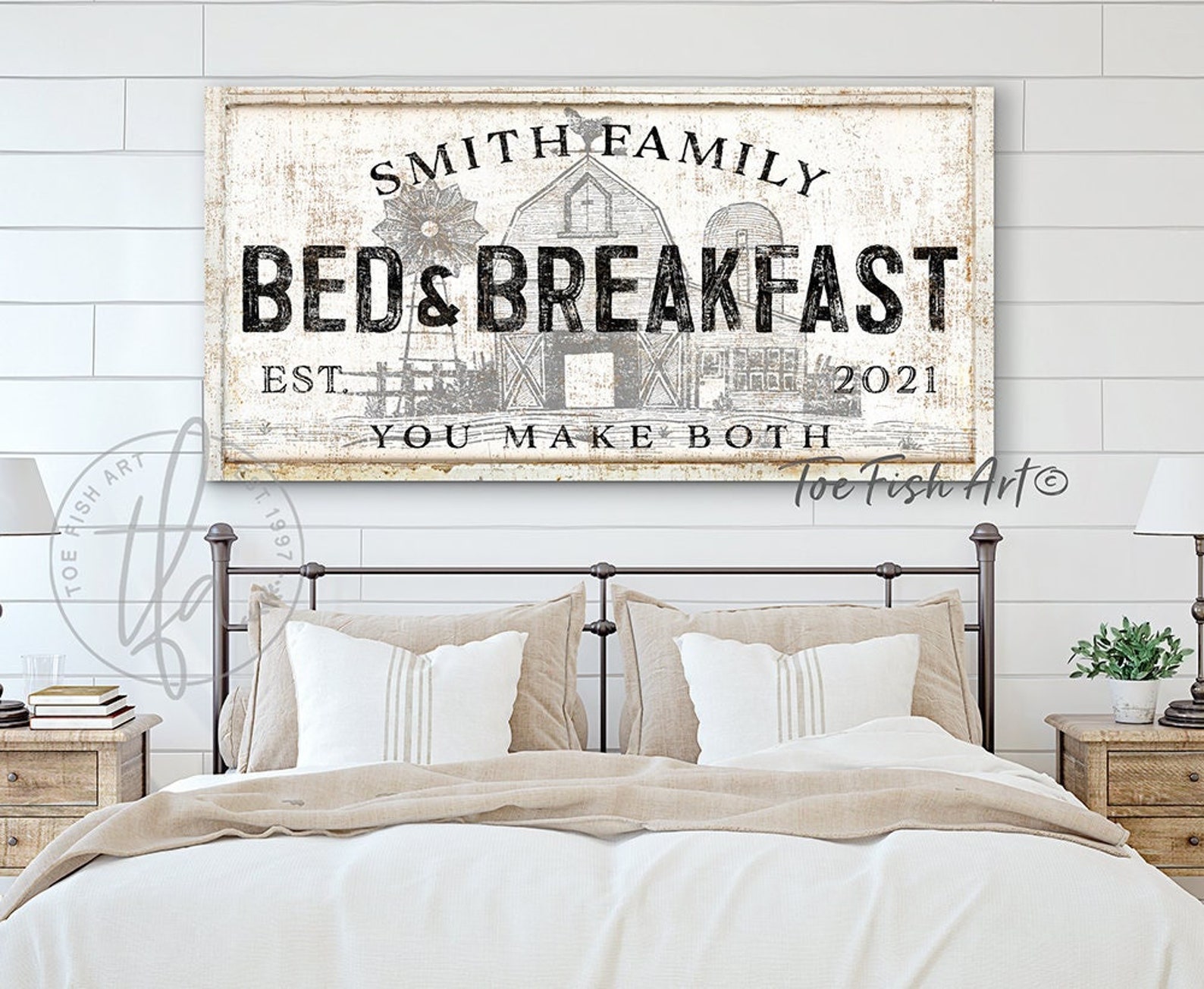 Bed and Breakfast Sign Modern Farmhouse Wall Decor Custom Family Name ...