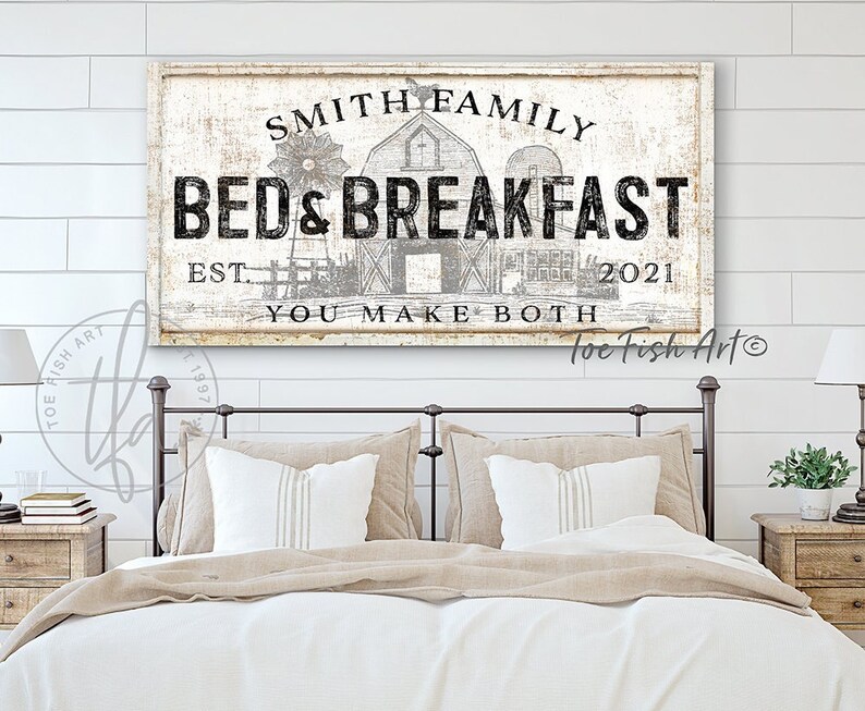 Bed and Breakfast Sign Modern Farmhouse Wall Decor Custom Family Name ...